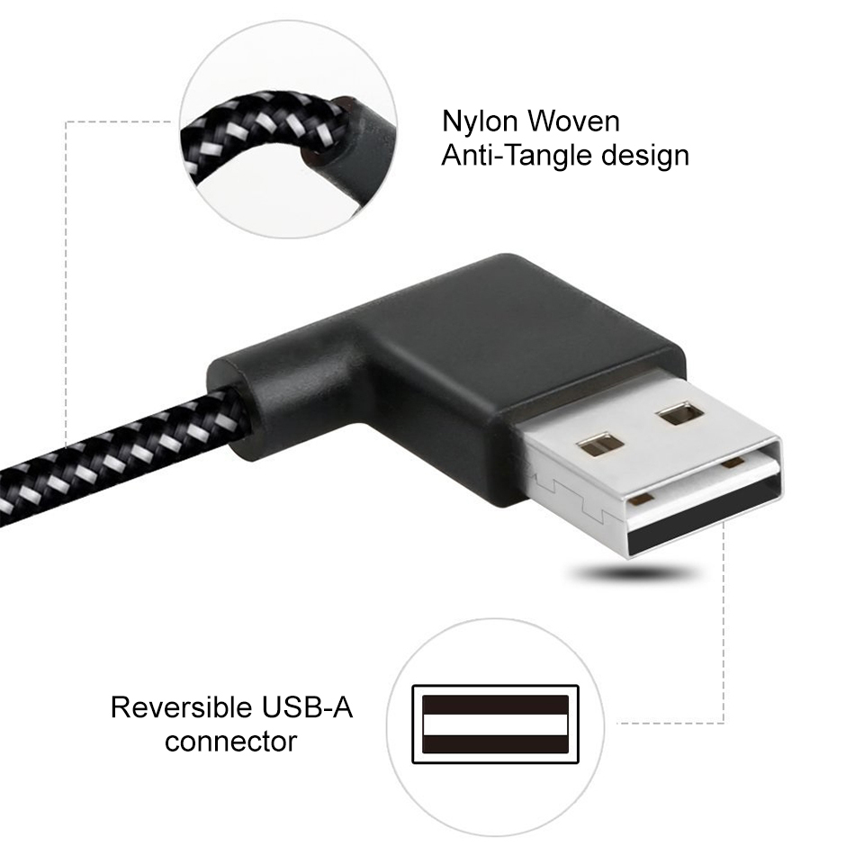 Double Right Angle USB Type-C Cable for Phone / Tablet (20cm)